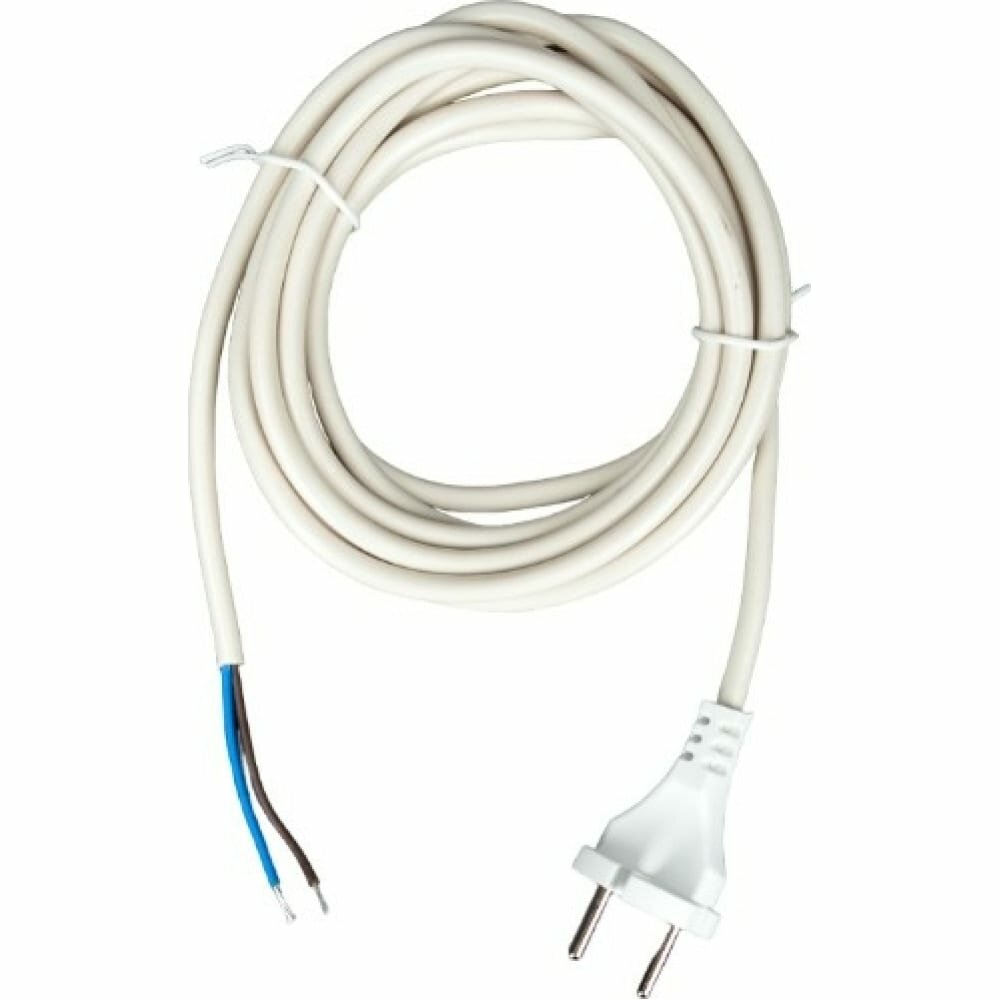 Шнур с литой вилкой МПП удлинитель ПВС-ВП,75 L1.5 м, белый 2x0
