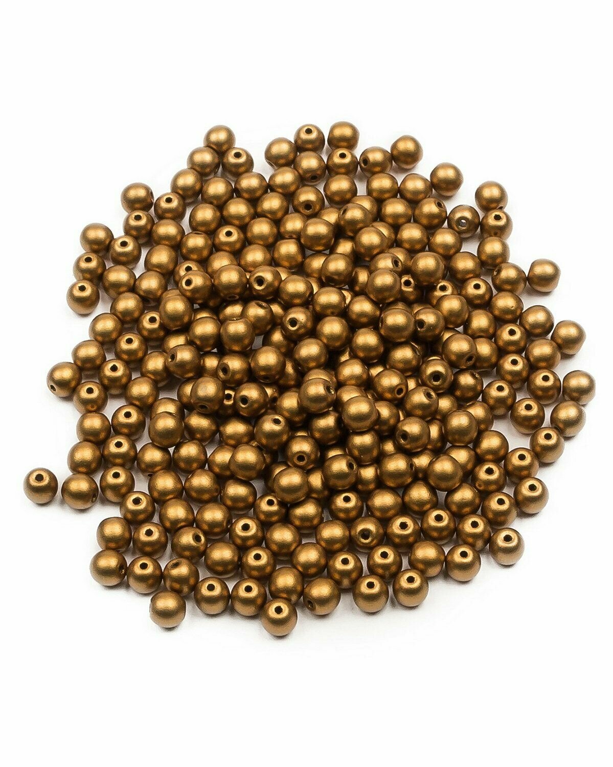 Стеклянные чешские бусины, круглые, Round Beads, 4 мм, цвет Alabaster Metallic Brass, 200 шт.