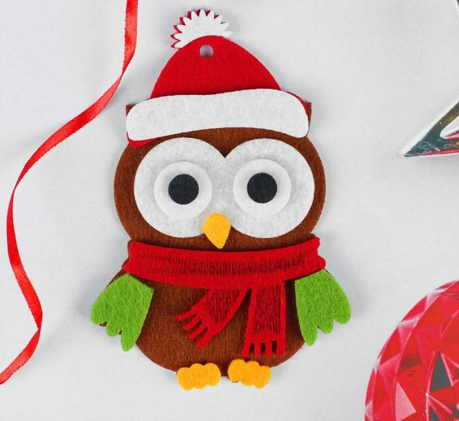 Арт Узор Набор для создания игрушки из фетра "Сова в новогодней шапочке"