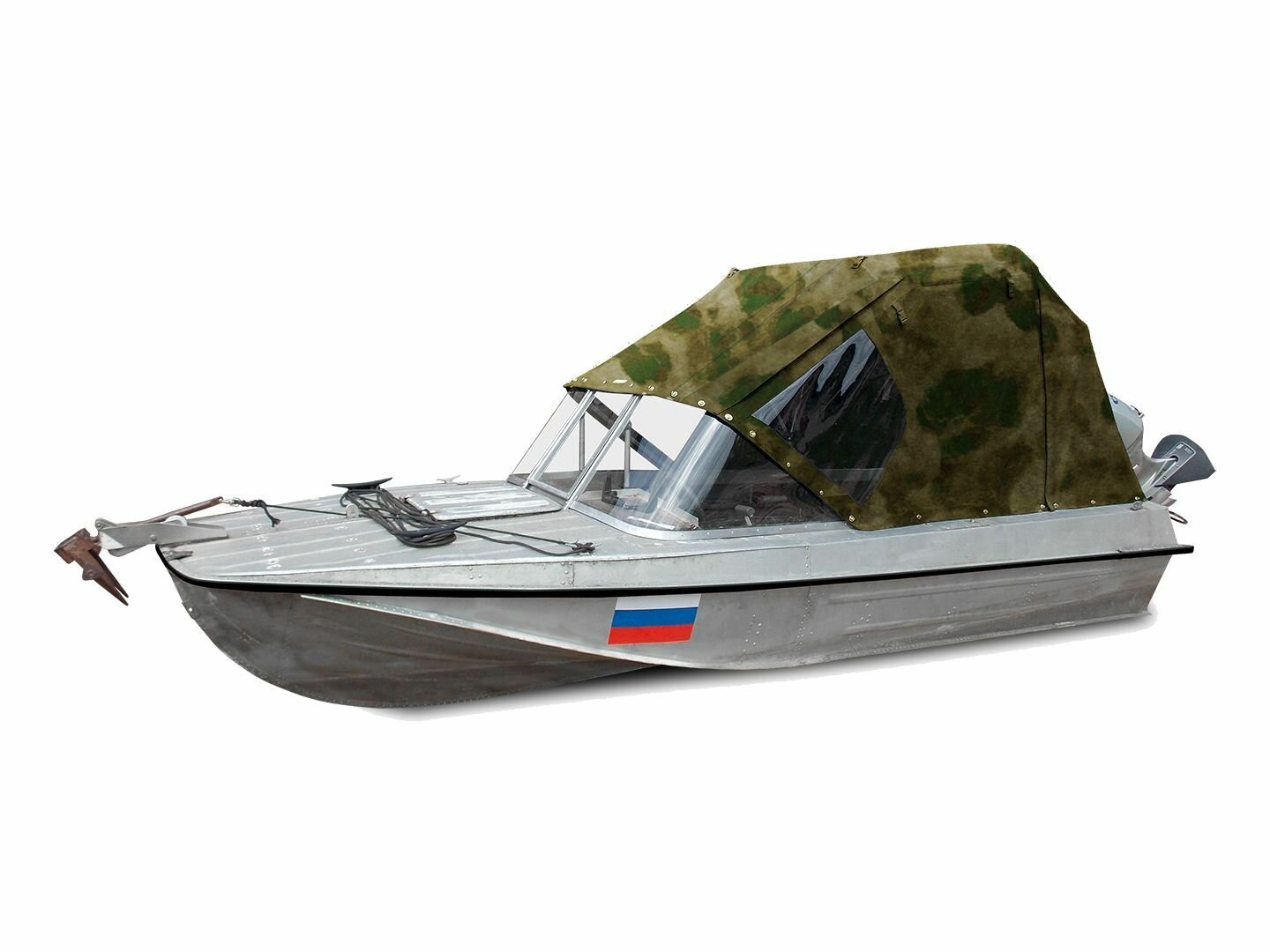 Казанка 5М. Стекло с калиткой, тент, дуги, крепление. Комплект