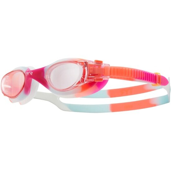 Очки для плавания Tyr Vesi Tie Dye Junior подростковые, LGVSITD-667, розовые линзы, мультиколор оправа