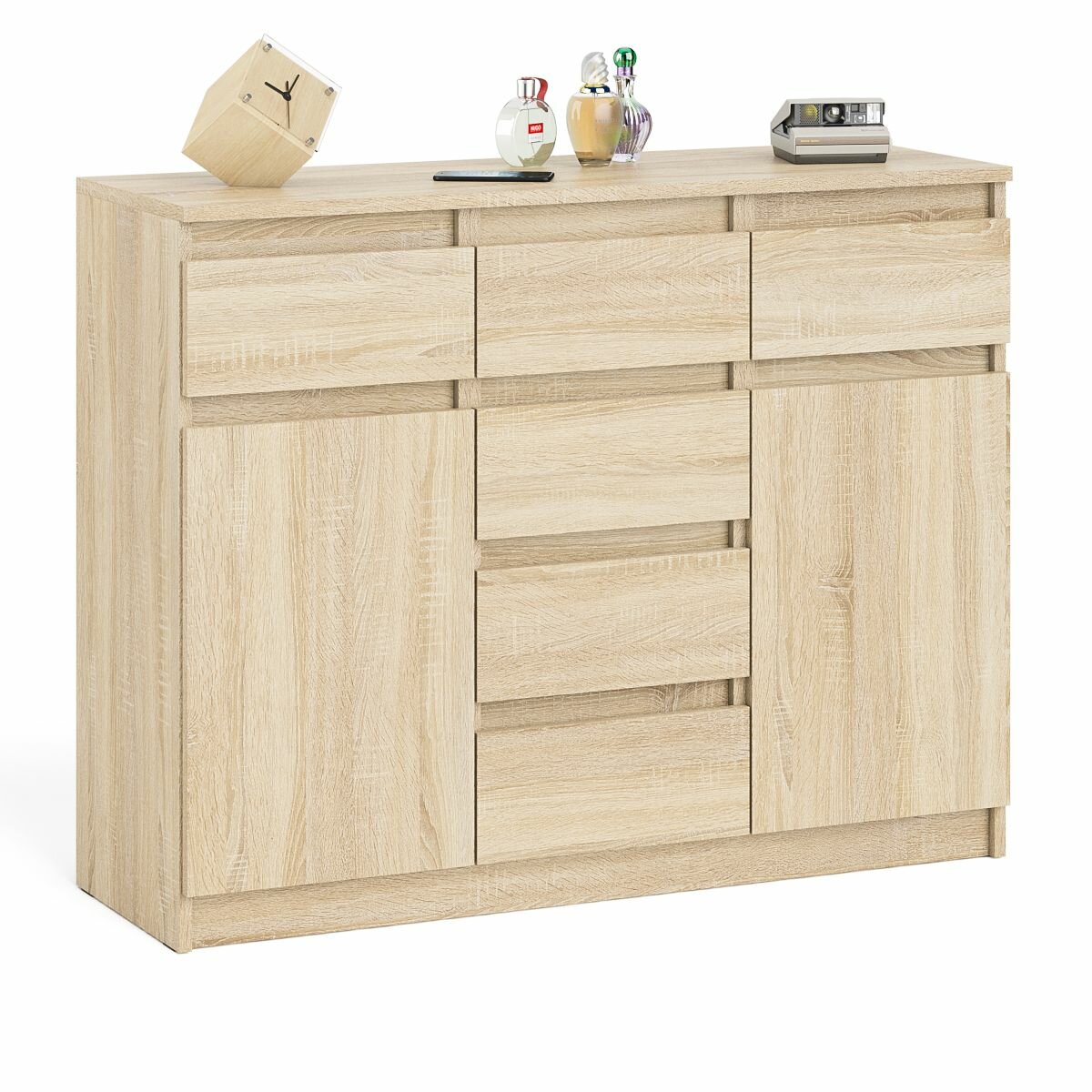 Комод с ящиками и дверками Мори МК1200.4 цвет дуб сонома, ШхГхВ 120,4х41х94 см