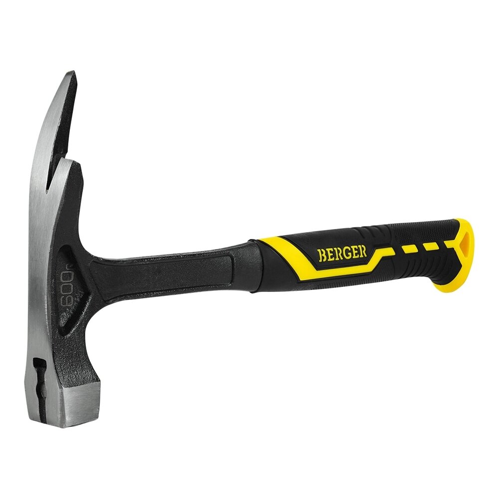 Молоток кровельщика цельнокованый 600 г, магнит, 2-компонентная рукоятка, BERGER BG1528