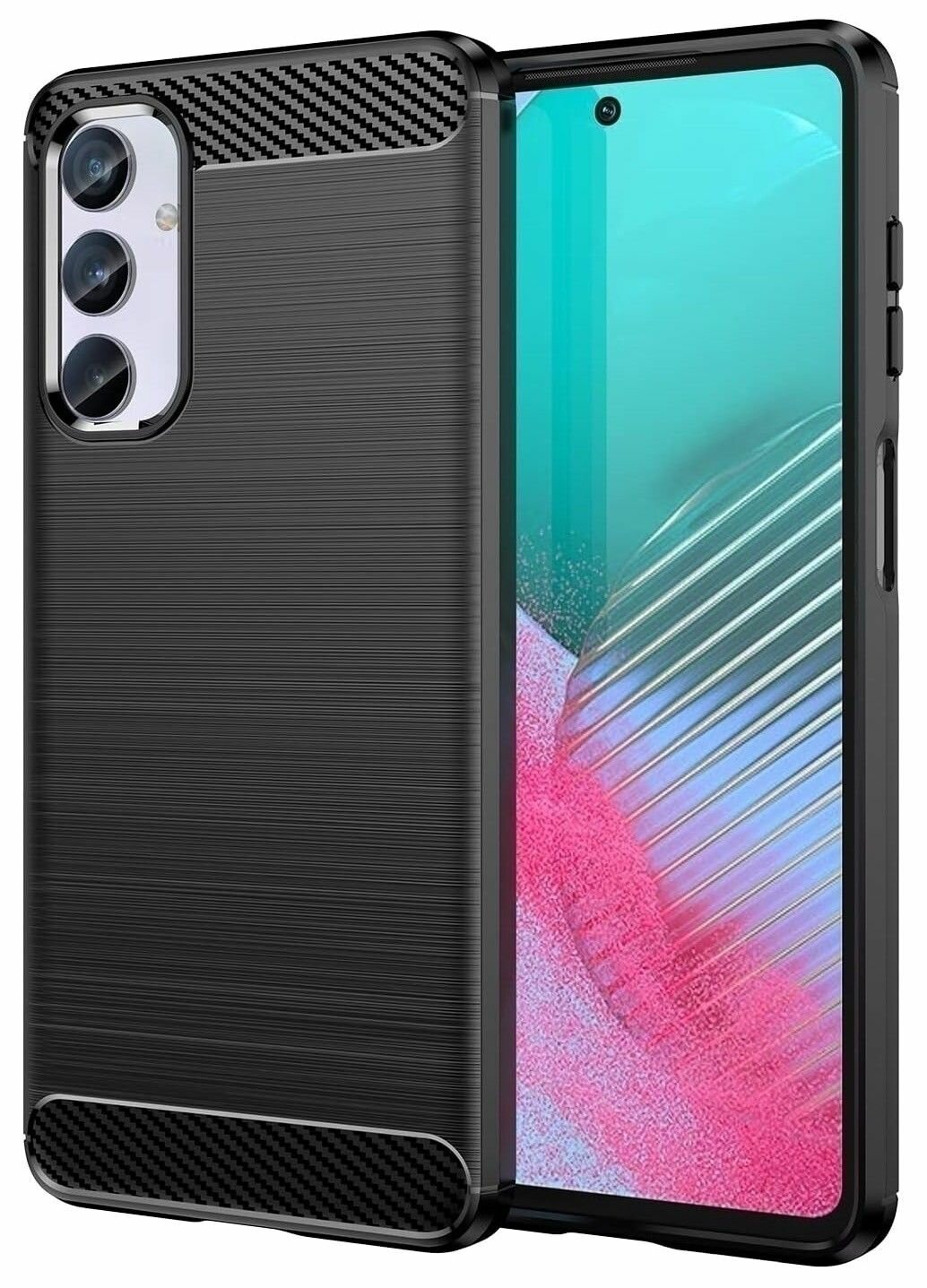 Чехол для Samsung Galaxy M54 5G силиконовый карбон сталь чёрный