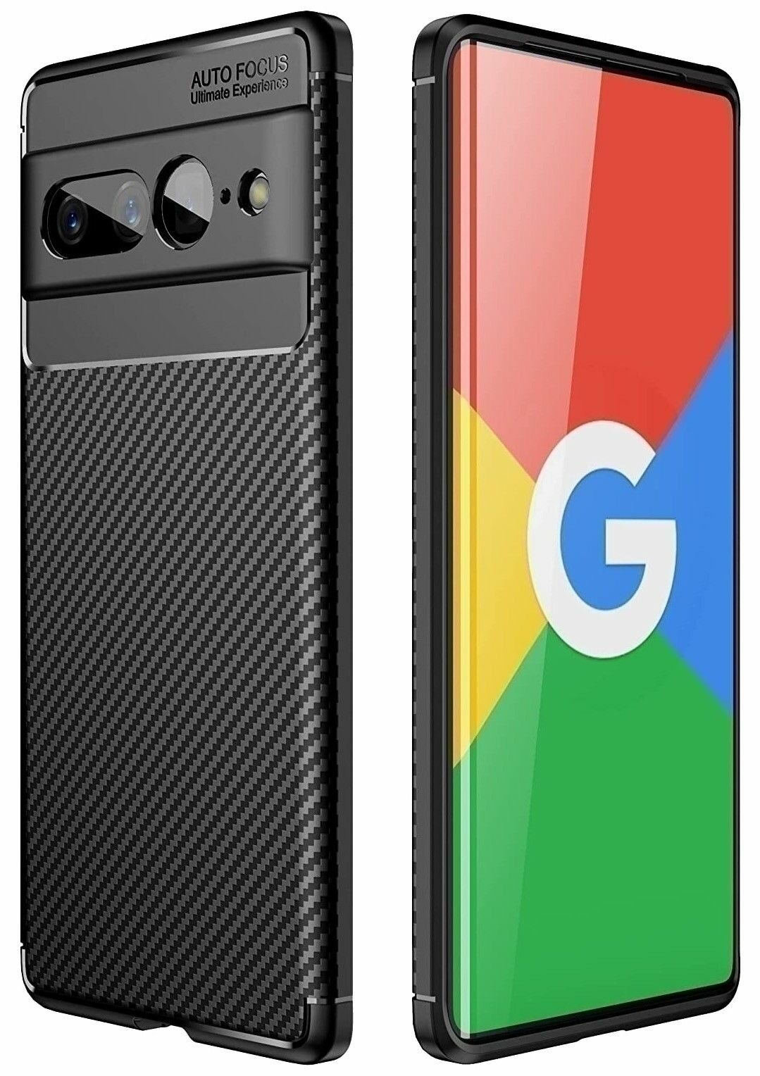 Чехол на Google Pixel 7 Pro силиконовый под карбон чёрный противоударный