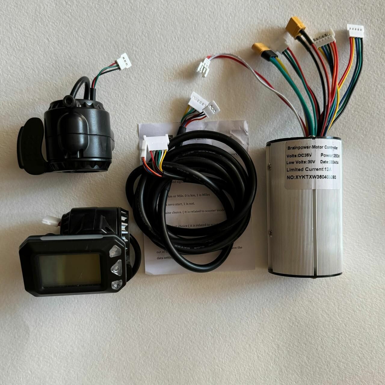 Комплект электроники С проводом 36V для электросамоката Jack Hot, IconBit, Next Drive - контроллер + дисплей+курок тормоза+центральный провод