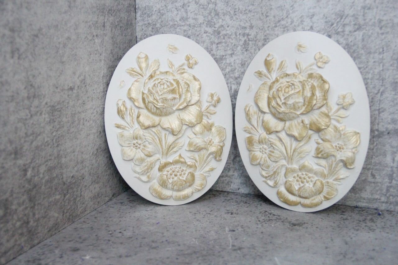 Набор Декоративного панно на стену Цветы 2 шт/ Украшение на стену Ботанический барельеф