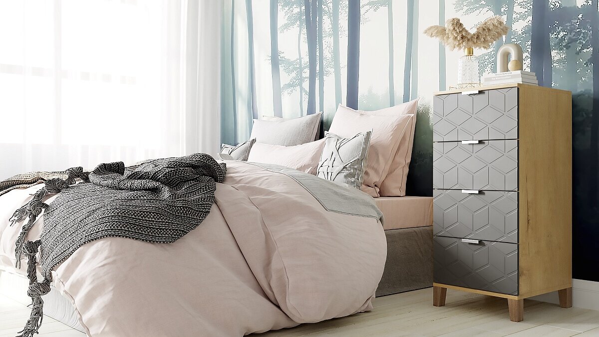 Комод МебельЛэнд24 Марвин Йорк - 6 Графит 50x40x100 серый с 4 ящиками