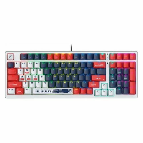 Клавиатура A4TECH Bloody S98 Sports Navy BLMS Plus, USB, синий + белый [s98 sports navy blms red plus]