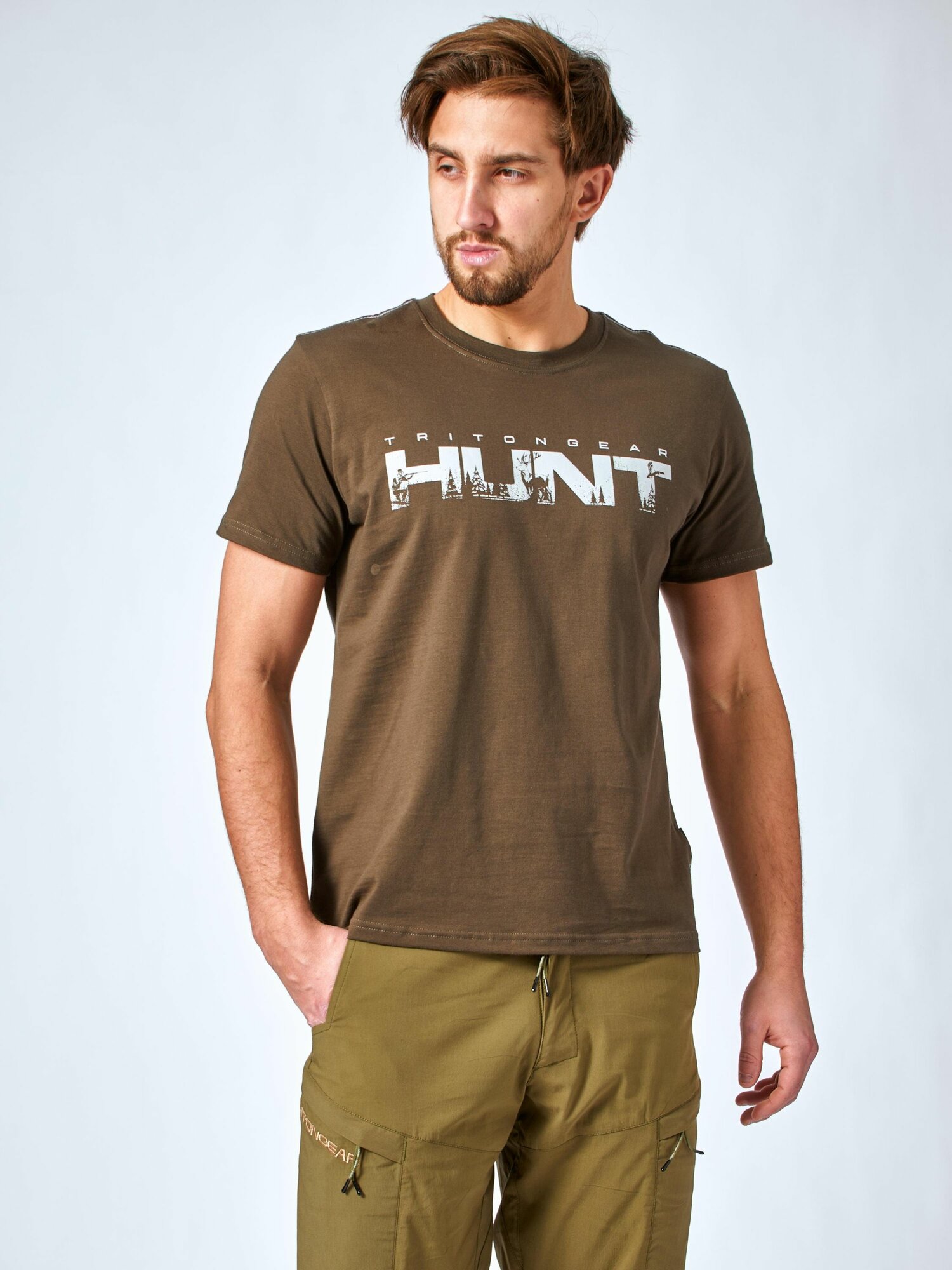 Футболка "HUNT" (Хлопок, Коричневый) TRITONGEAR Размер XXL (56-58)