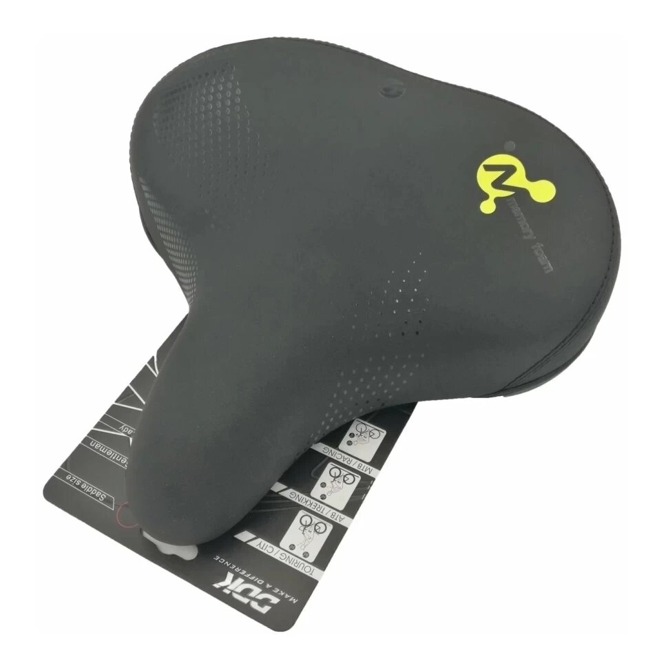 Седло велосипедное DDK DEX26NEQ широкое, комфортное. Memory Foam наполнитель для круизеров и CityBike