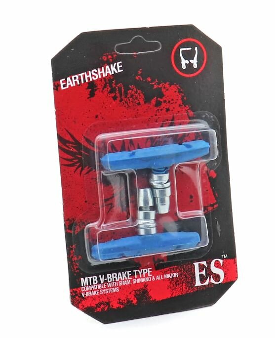 Колодки тормозные V-brake резьбовые L70мм "Earthshake" (пара), голубые