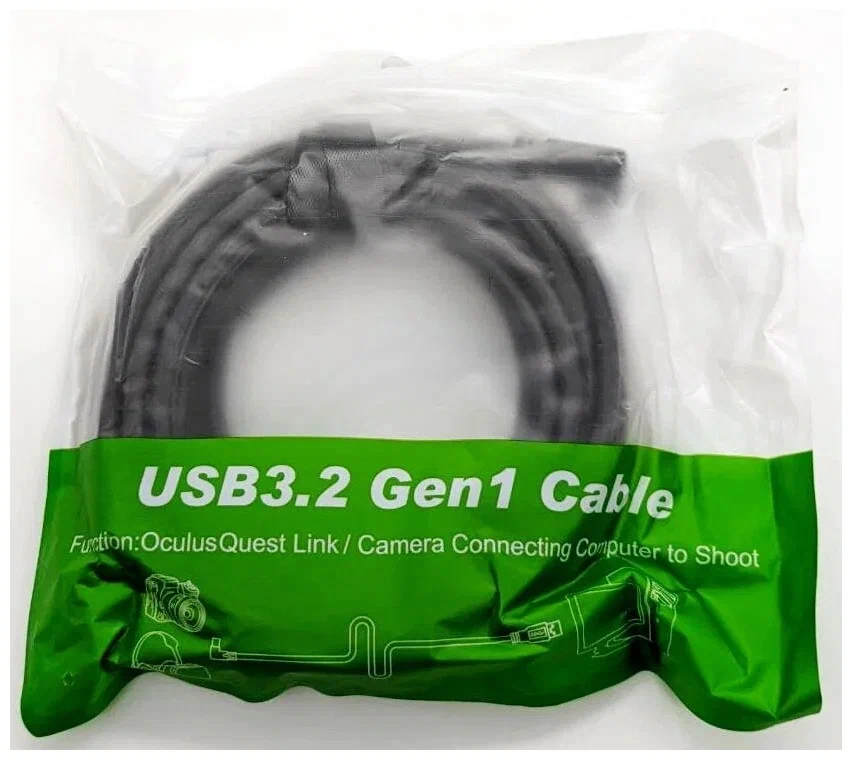 Кабель Oculus link , Oculus quest 2, quest 3 и Pico 3, Pico 4, USB 3.2 - Type C, 5 метров, черный