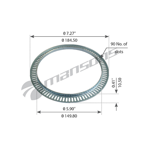 MANSONS 600.203 кольцо ступицы металл зубчатое abs \saf