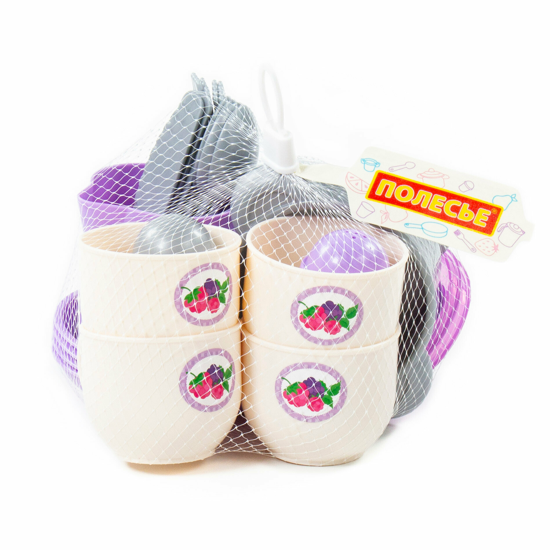 Набор детской посуды "Хозяюшка" на 4 персоны (V2) (28 элементов) (в сеточке)