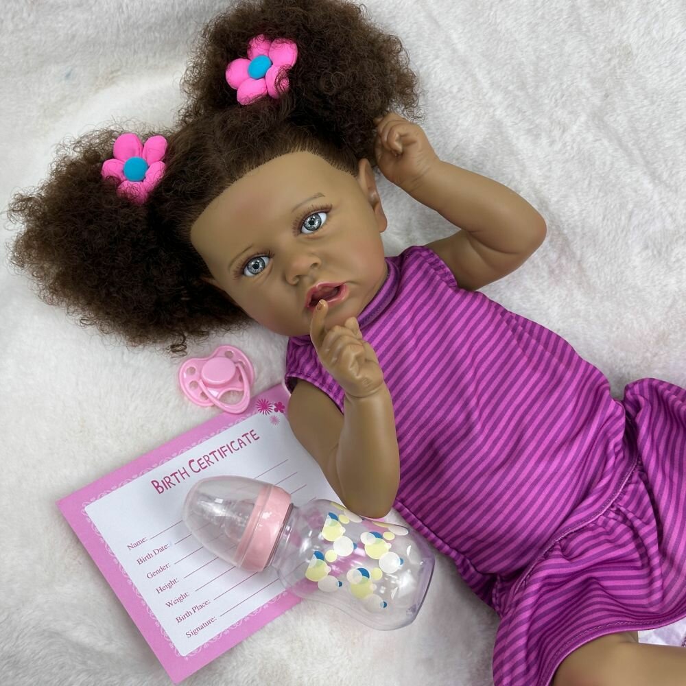 Кукла Black Saskia Rebirth высотой 22 дюйма — реалистичная кукла-младенец из мягкого винила.