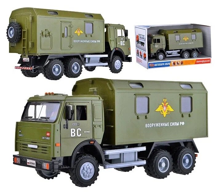 Машина автофургон в коробке на батарейках 9119D, зеленый Т