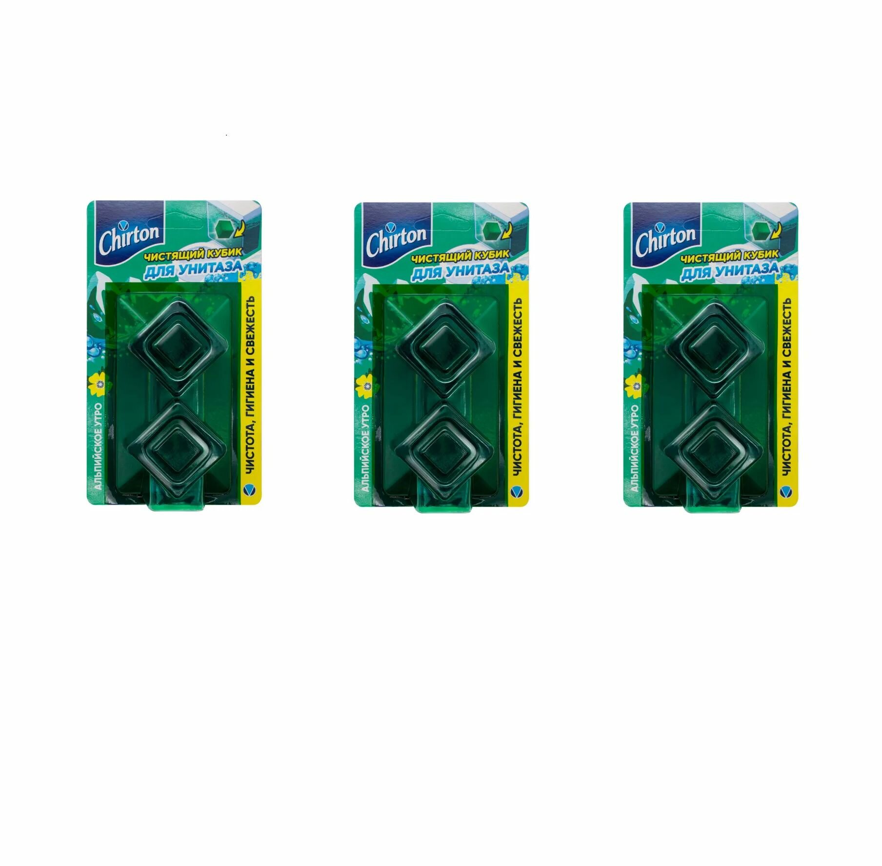 Chirton Чистящий кубик для унитаза Альпийское утро 2 х 50 гр, 3 уп