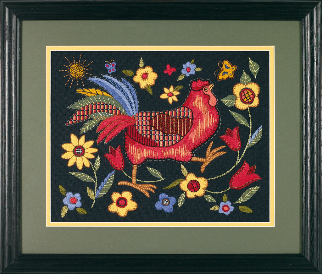01543 Набор для вышивания гладью DIMENSIONS Rooster on Black "Петух на черном"
