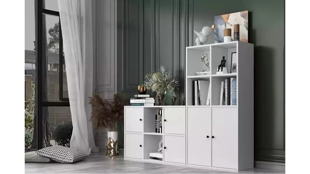 Стеллаж Билли Айден 2 Белый Фасадный 0101 NEW 162x30x128 см, GOODFORM