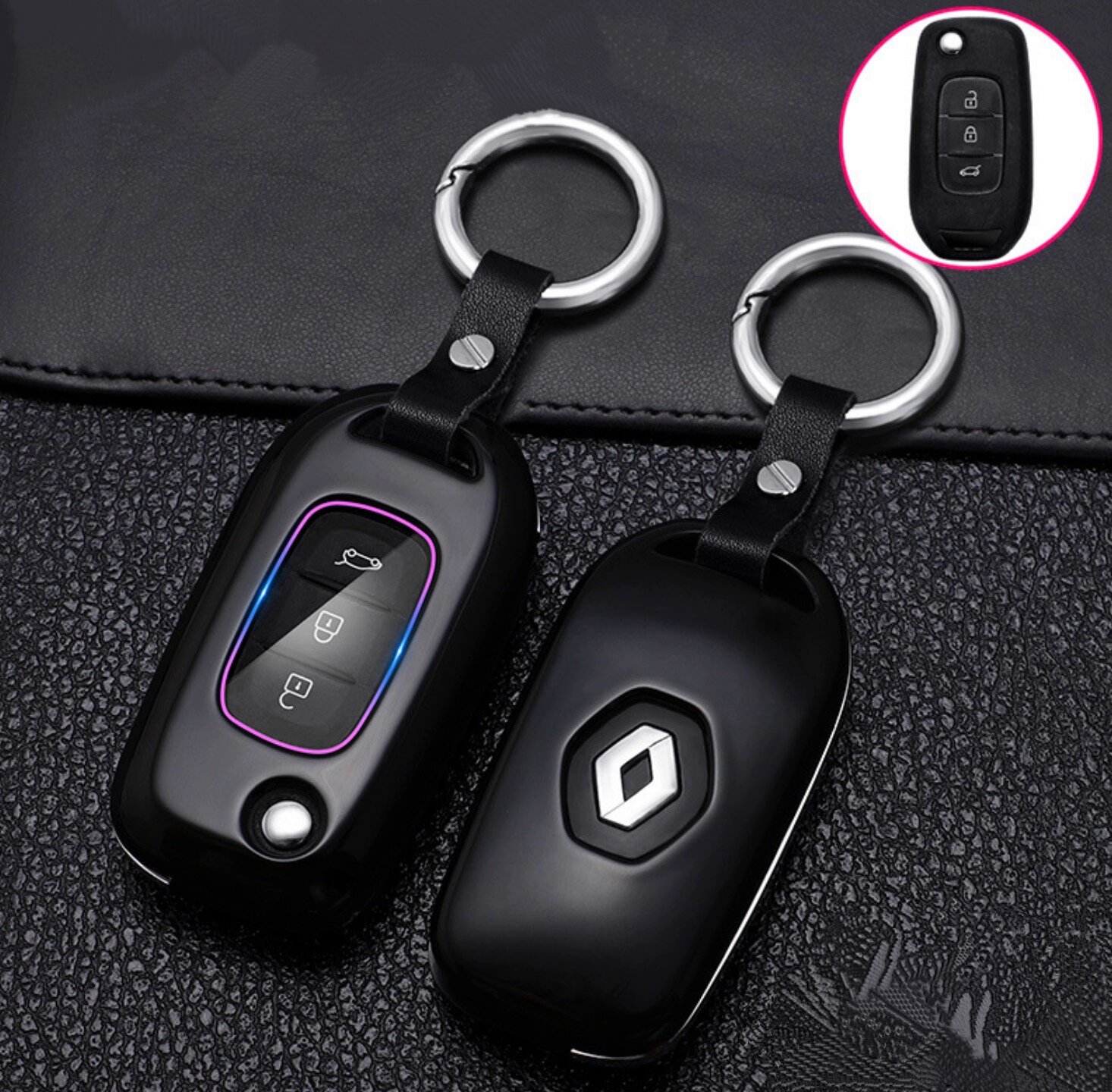 Автомобильный аксессуар черный чехол бампер для авто ключа автомобиля Renault. Защитный чехол накладка для ключа дистанционного управления машины Р.