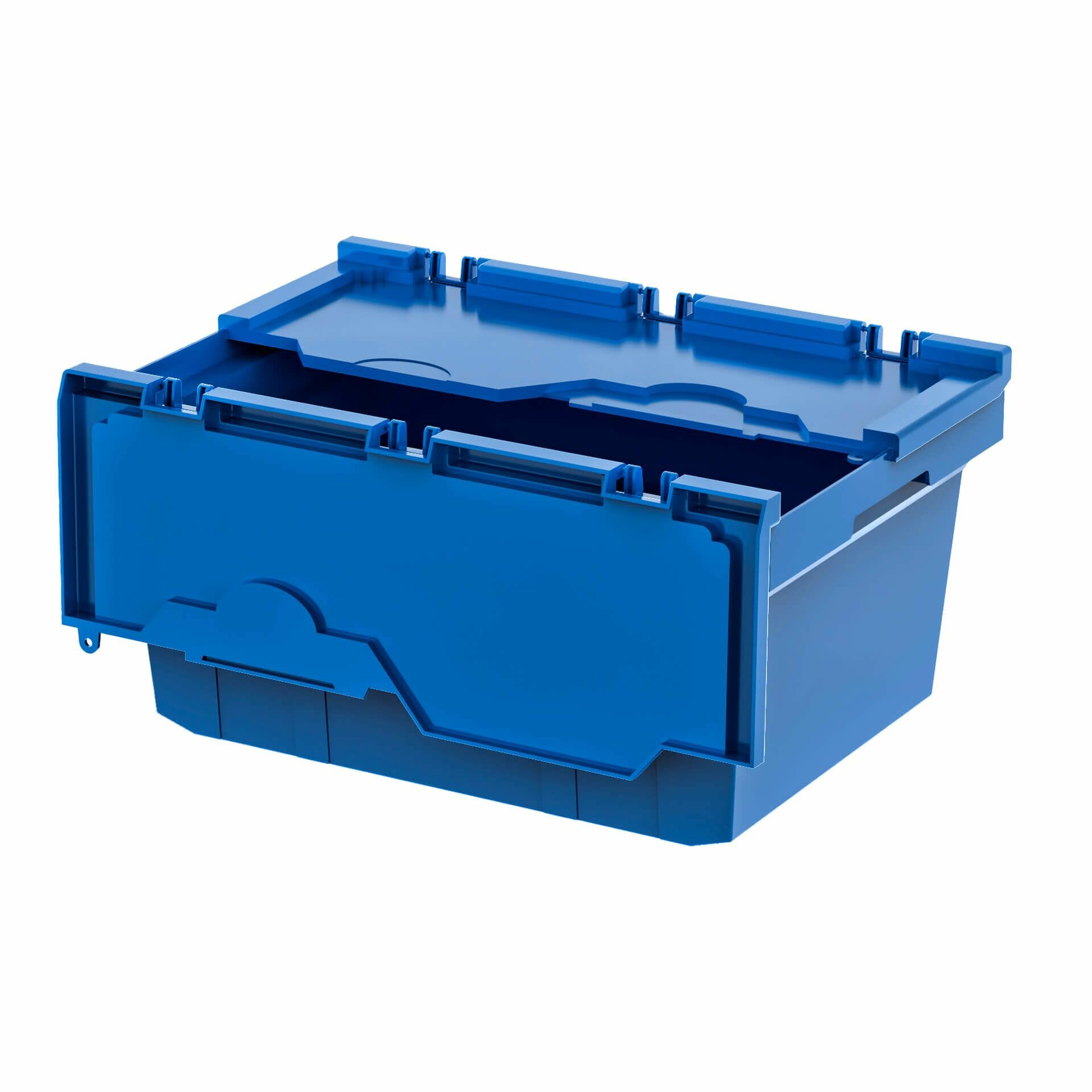 Ящик вкладываемый для хранения сплошной с распашной крышкой, голубой, 600х400х270, KV 6427 LF 64
