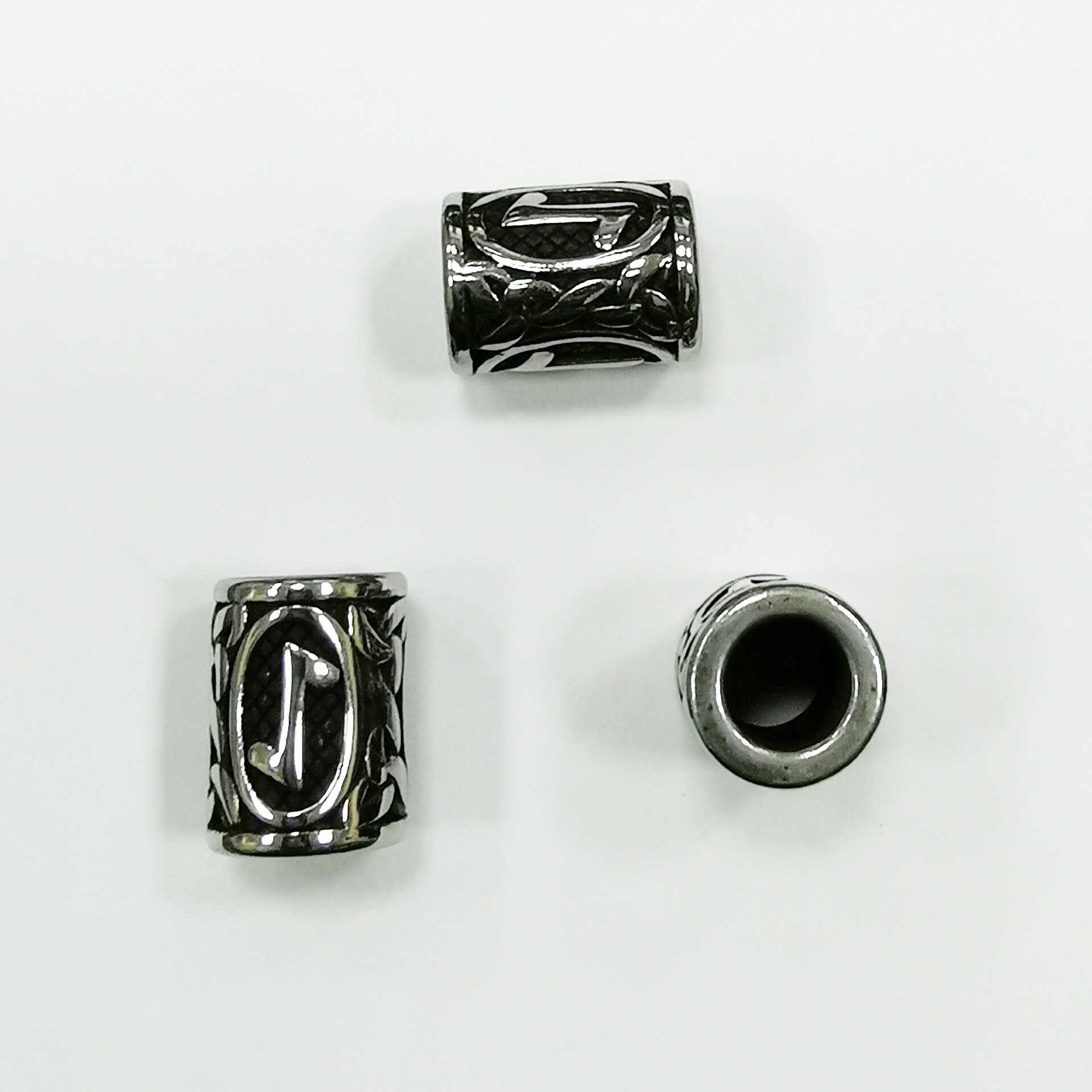 Бусина металлическая, 13х10мм, Руна Эйваз, базовый материал - нержавеющая сталь, без покрытия, с чернением, 1 шт.