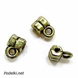 Фурнитура для бижутерии Бейл Цилиндр Гайка 0004715 бронзовый цвет 5x4 мм, цена за 10 шт.