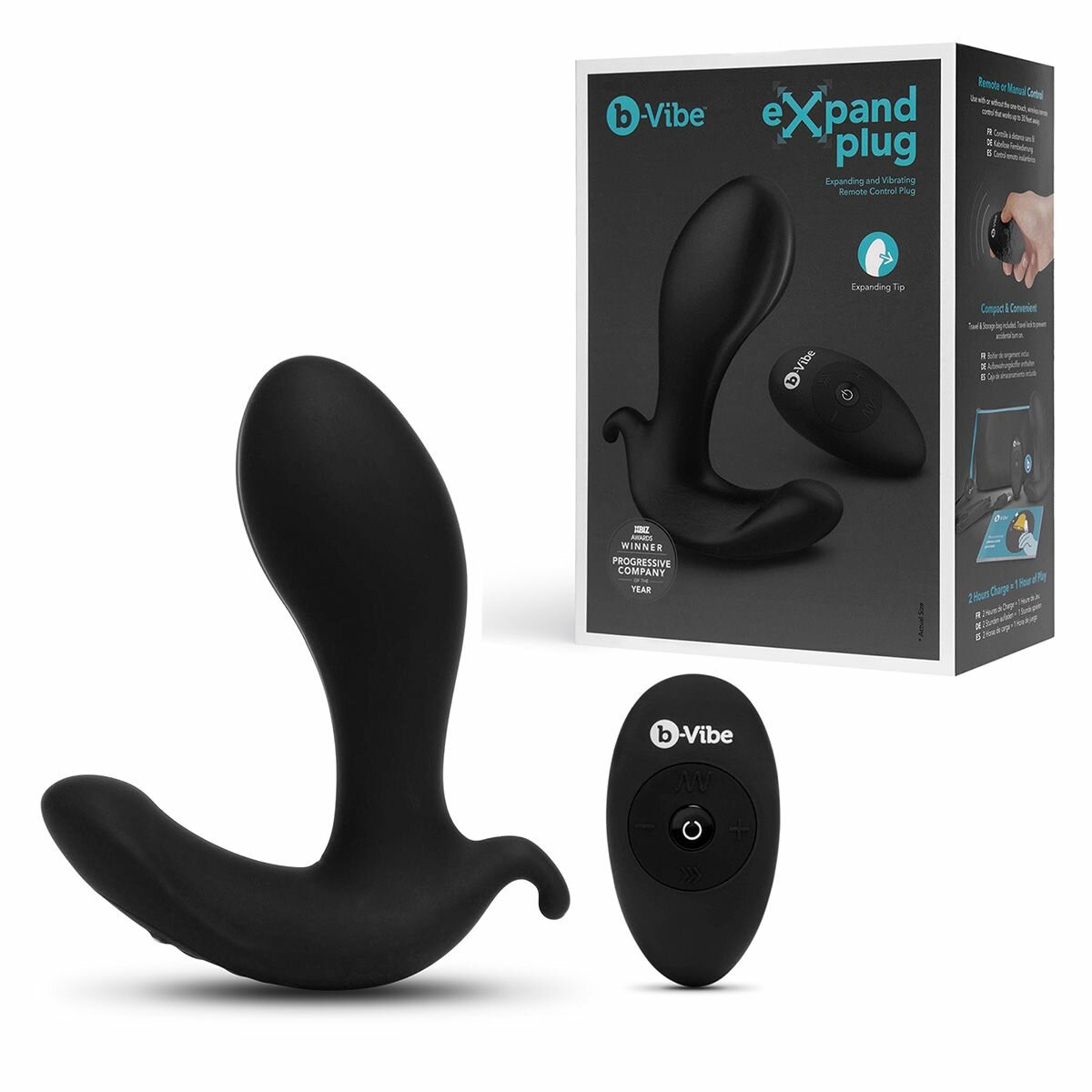 Черный анальный стимулятор с расширением и вибрацией Expand Plug - 10,5 см, черный