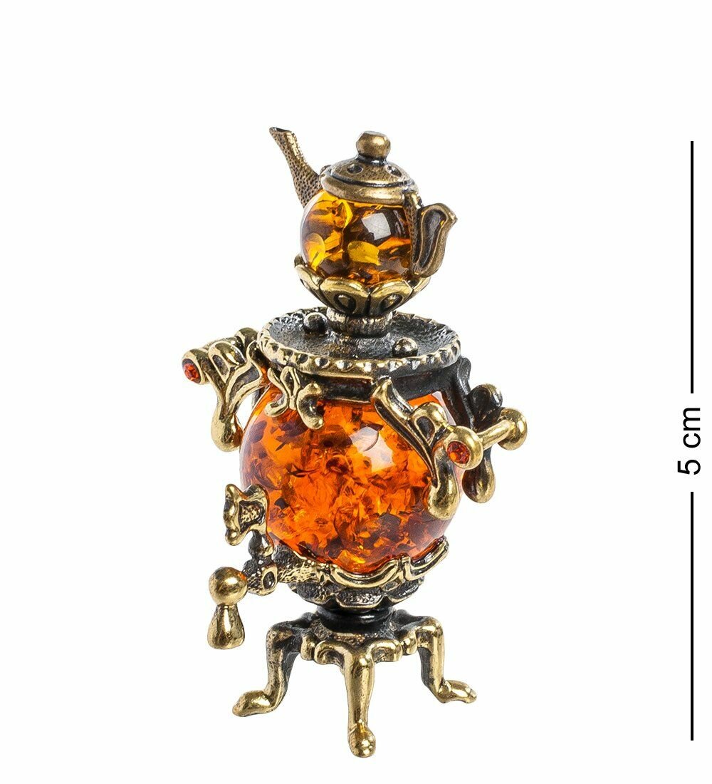 Фигурка 'Самовар' (латунь, янтарь)