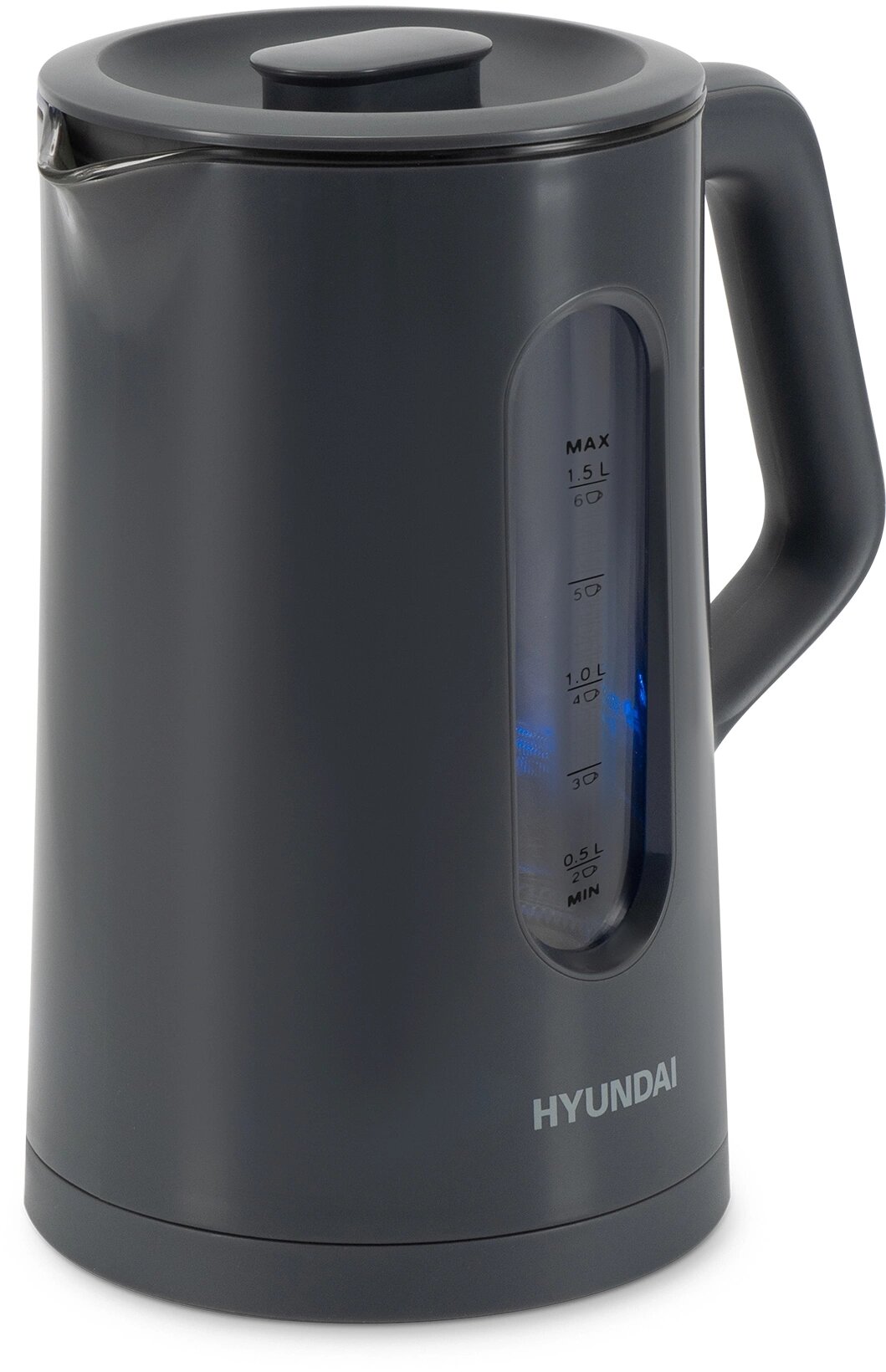 Чайник электрический Hyundai HYK-G4508, 1700Вт, серый и прозрачный