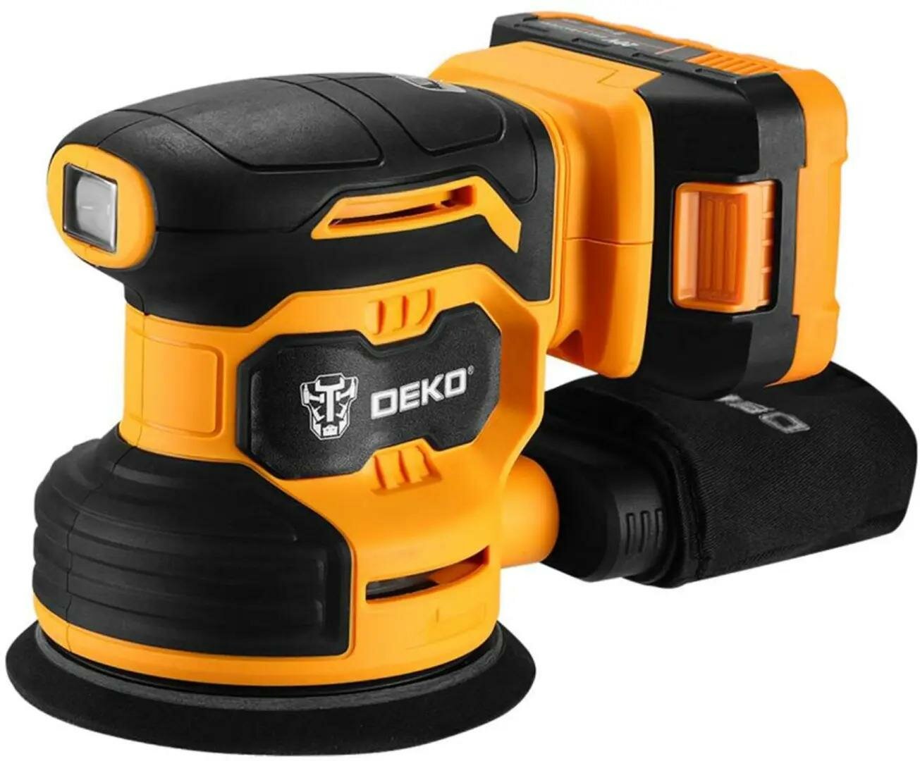 Эксцентриковая шлифмашина сетевая Deko DKCG-125, 20 В Li-ion 2 Ач, 125 мм