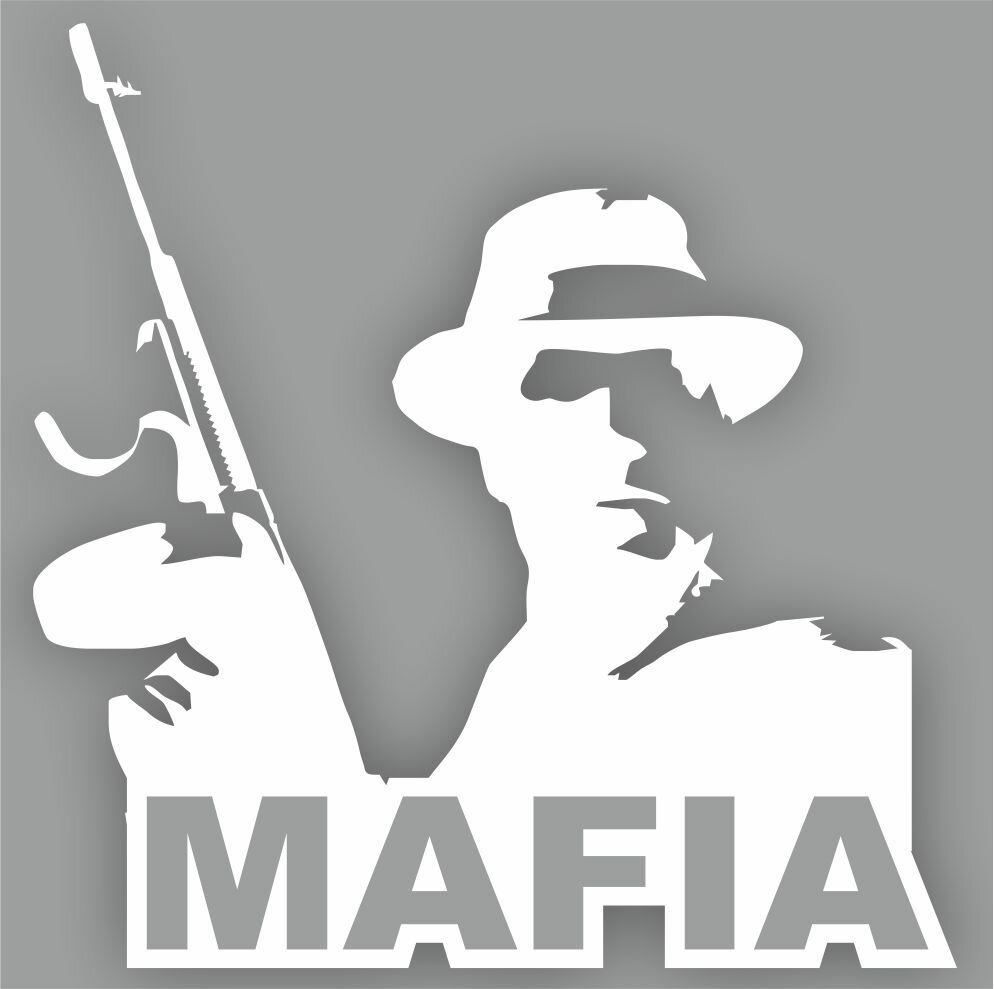 Наклейка "MAFIA" 100х100мм, белая плоттер, Арт рэйсинг
