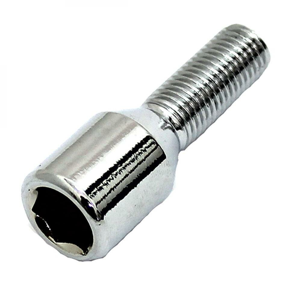 Болт колесный M12X1,50X28 Хром Конус, Dголовы=20мм, внутр. шестигранник 12мм VHE20A28 Cr (Матрикс)