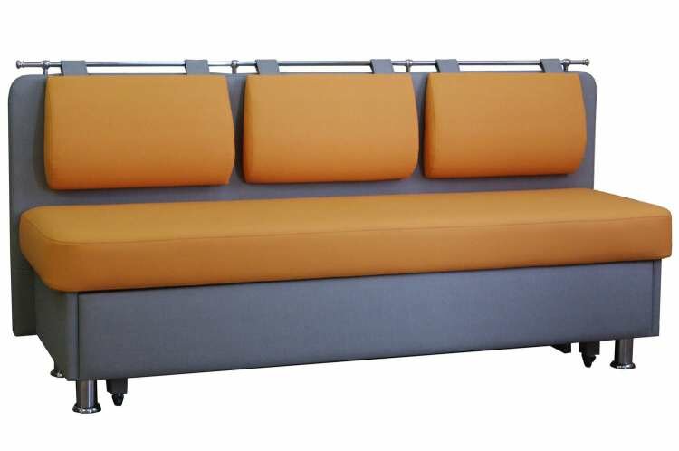 Прямой диван Милан К Оранжевый Экокожа, дельфин, 180х60х84 см