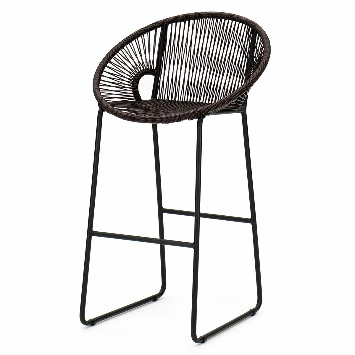 Барный плетеный стул KORNERA "Луна", искусственный ротанг коричневый