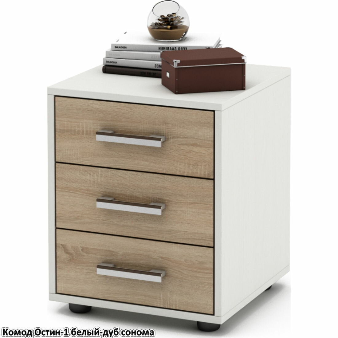 Комод Остин-1 Белый/Дуб-сонома, ЛДСП, МФ Владимир VMF, 40х49х40 см.