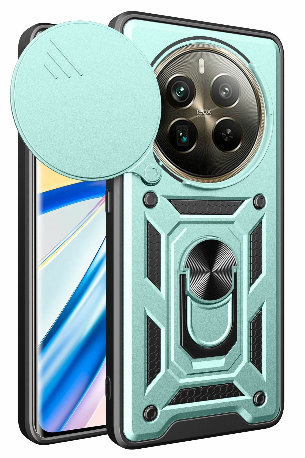 Чехол противоударный armors для Realme 12 4G и Realme 12 Plus / Реалми 12 4G и Реалми 12 + с защитой камеры (Зеленый)