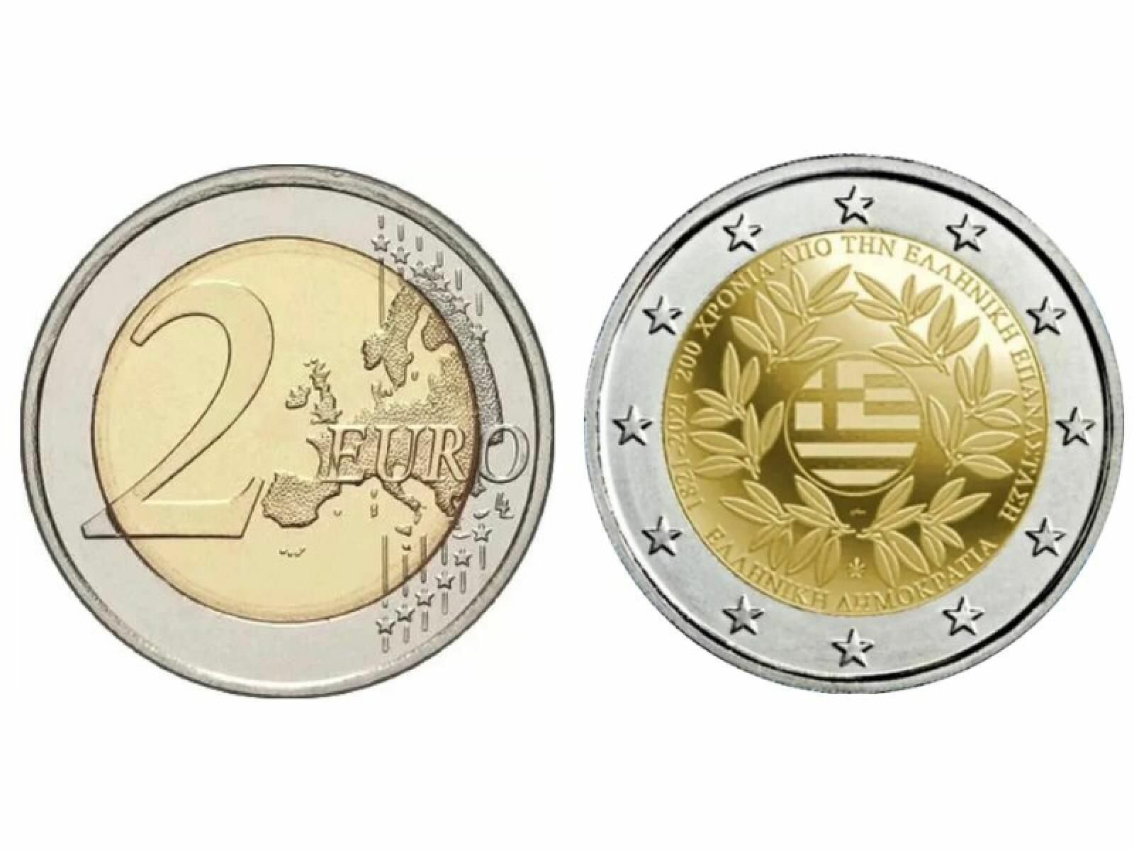 2 евро Греции 2021 г. 200 лет Греческой революции