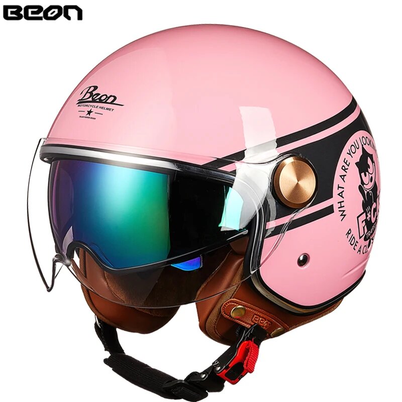 Розовый мотошлем BEON B120 XL, двойной, ECE, Color: 10