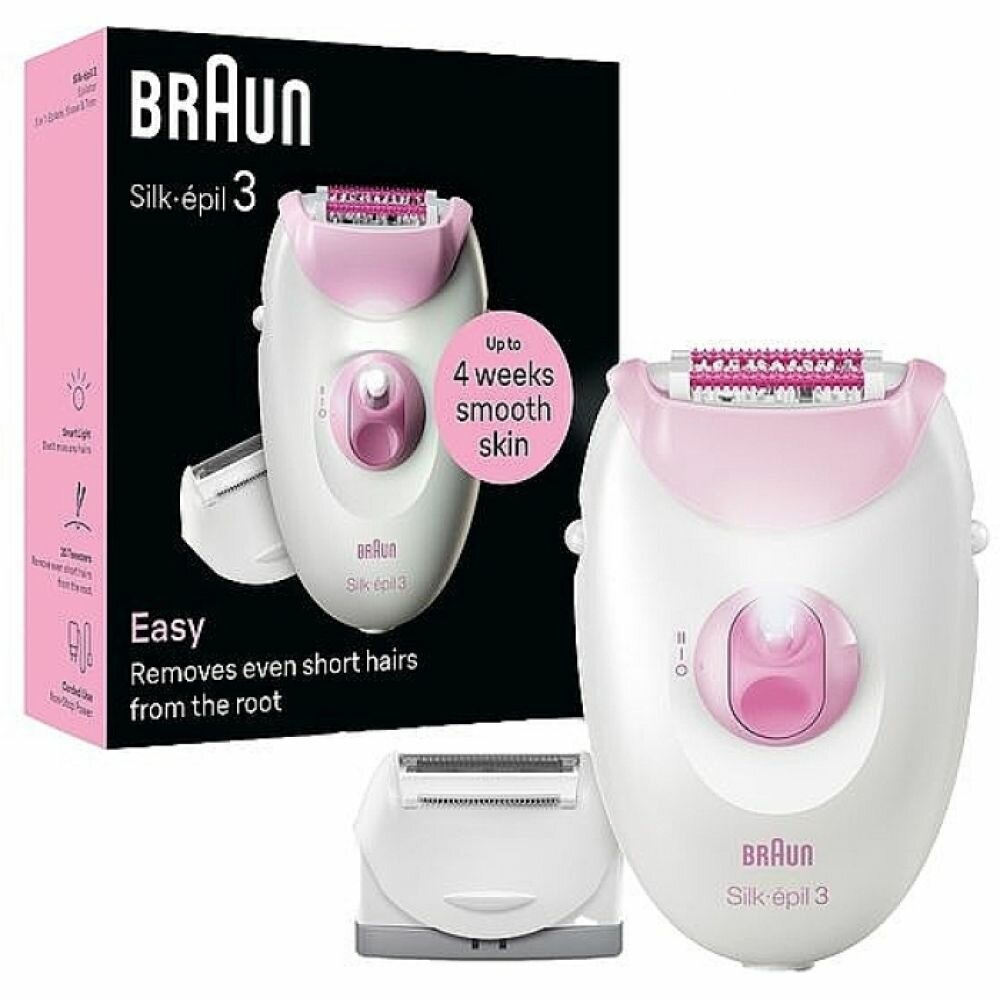 Эпилятор Braun Silk-Epiil 3 SE3031, подсветка, 20 пинцетов, для бикини
