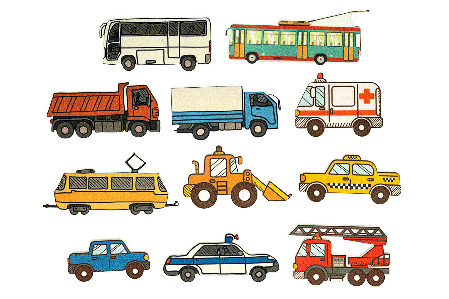 Игровой набор Lip-Lip "Транспорт", многоразовый, 11 фетровых элементов, липучки