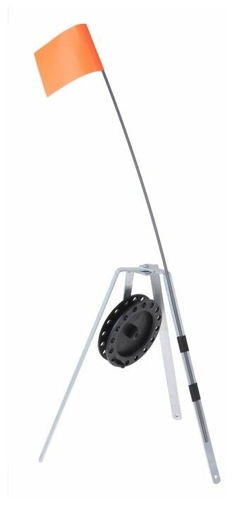 Три кита- алюминиевая трехногая жерлица с катушкой 60-90 мм и флажком (комплект 2 шт.)