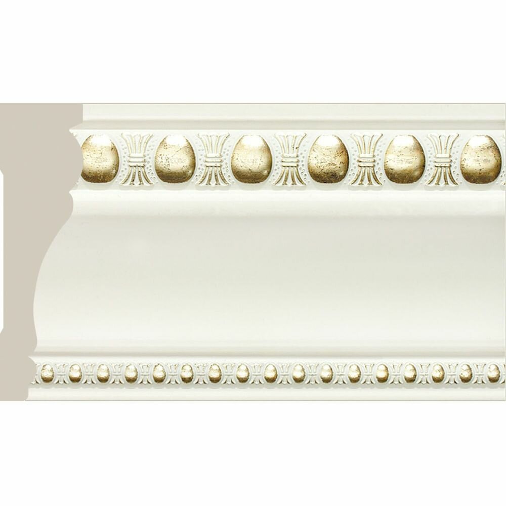 Багет Cosca Плинтус Потолочный 90 Белый С Золотом T1090/WG2 Д240хШ2.5хВ8.5см / Коска.
