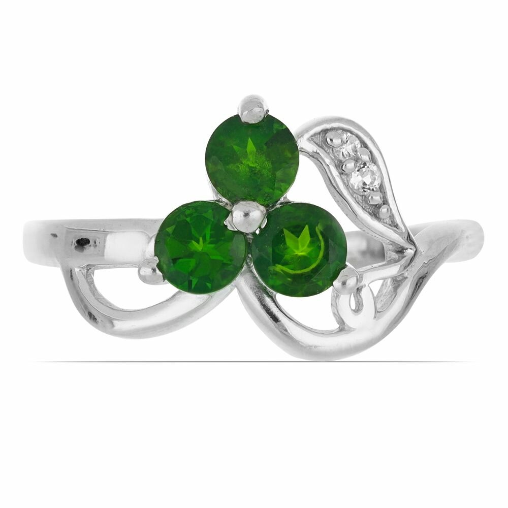 Кольцо, серебро, 925 проба, родирование, топаз, хромдиопсид