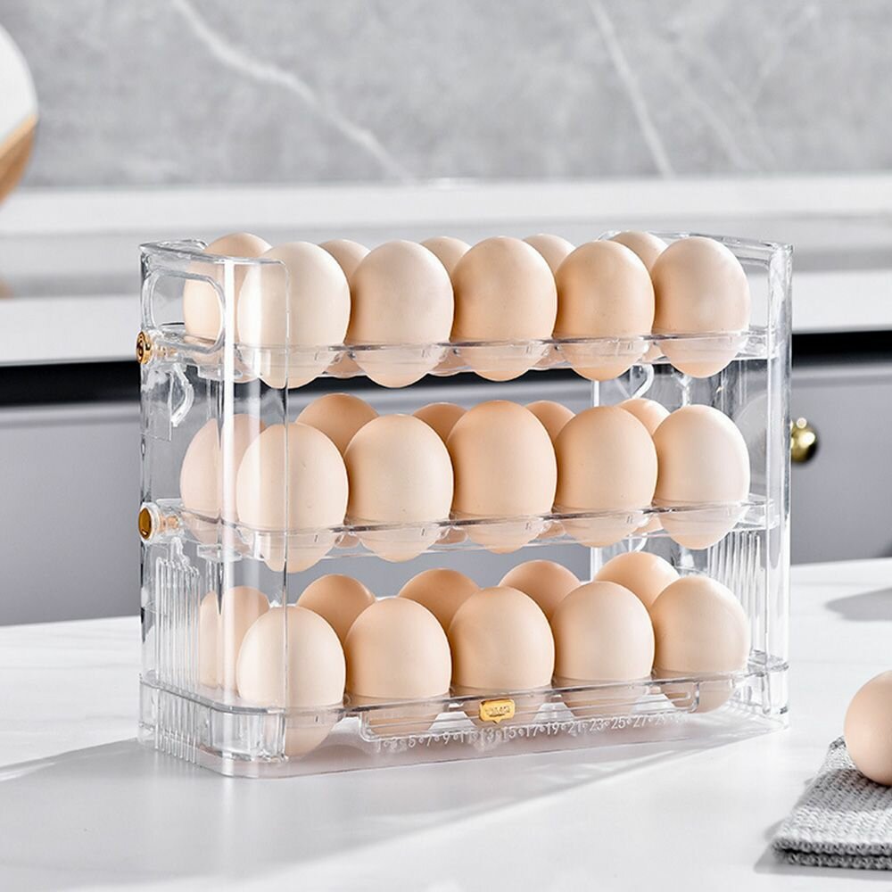 Прозрачный контейнер для хранения яиц в холодильнике на 30 штук, трехъярусный лоток для дверцы, удобный органайзер