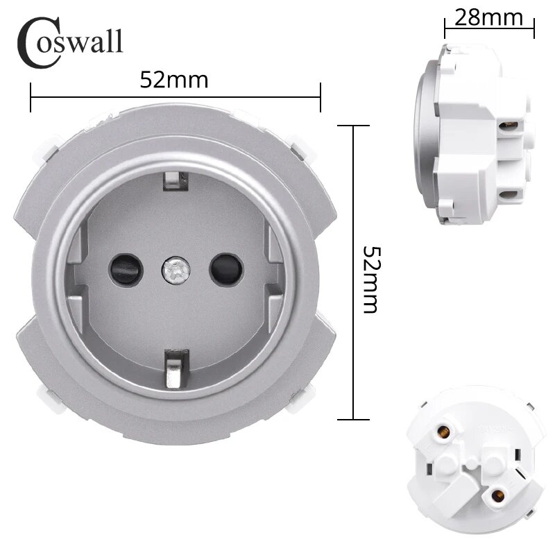 Розетка COSWALL R12 серебристо-серая