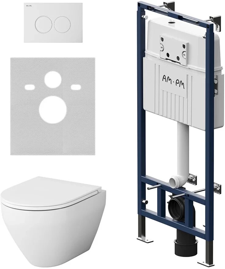 Комплект подвесной унитаз Am.Pm Spirit V2.0 + система инсталляции Am. Pm MasterFit Pro C L IS100101.701700