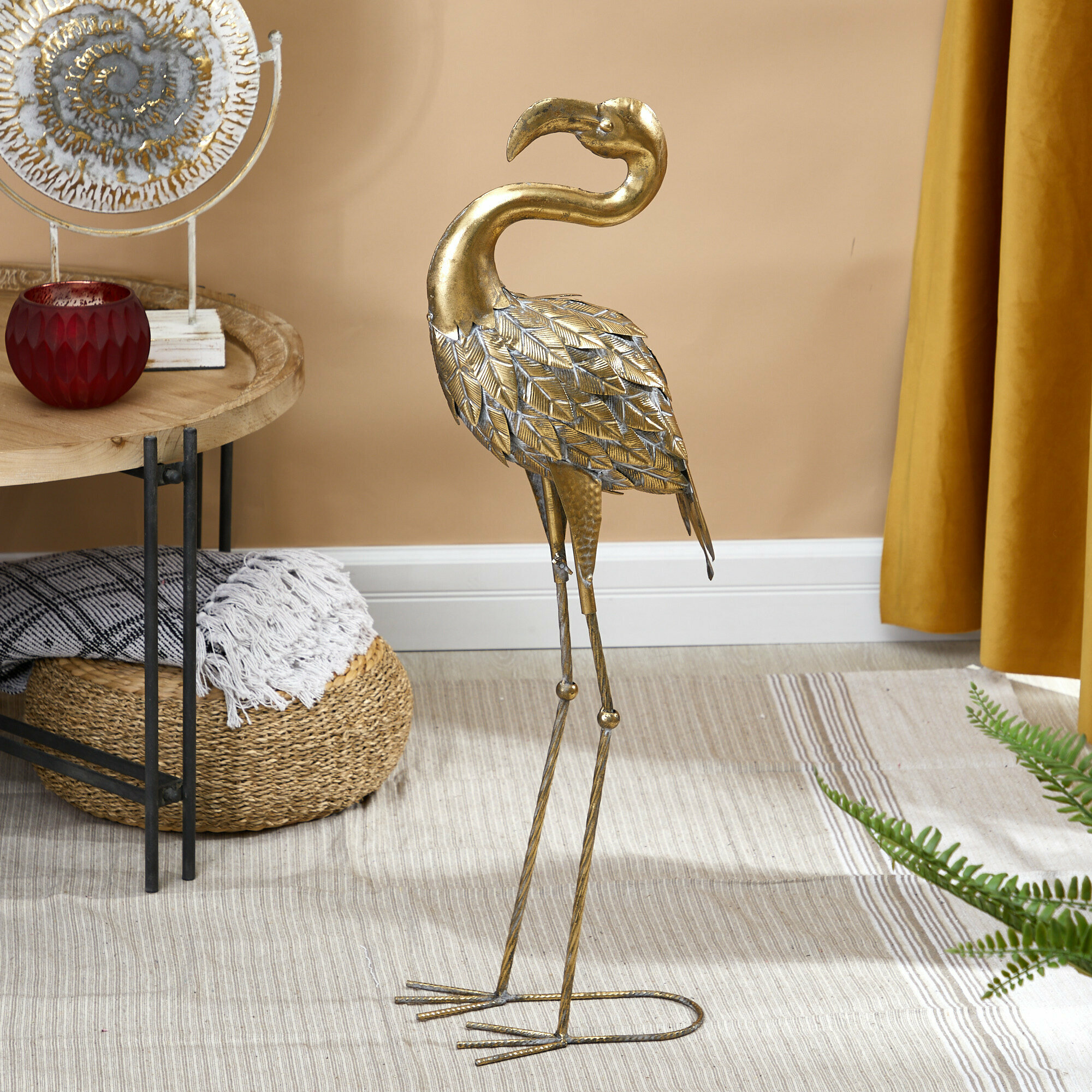 57-239 Декор напольный Фламинго 31х20х79см, Железо, золотистый, Glasar