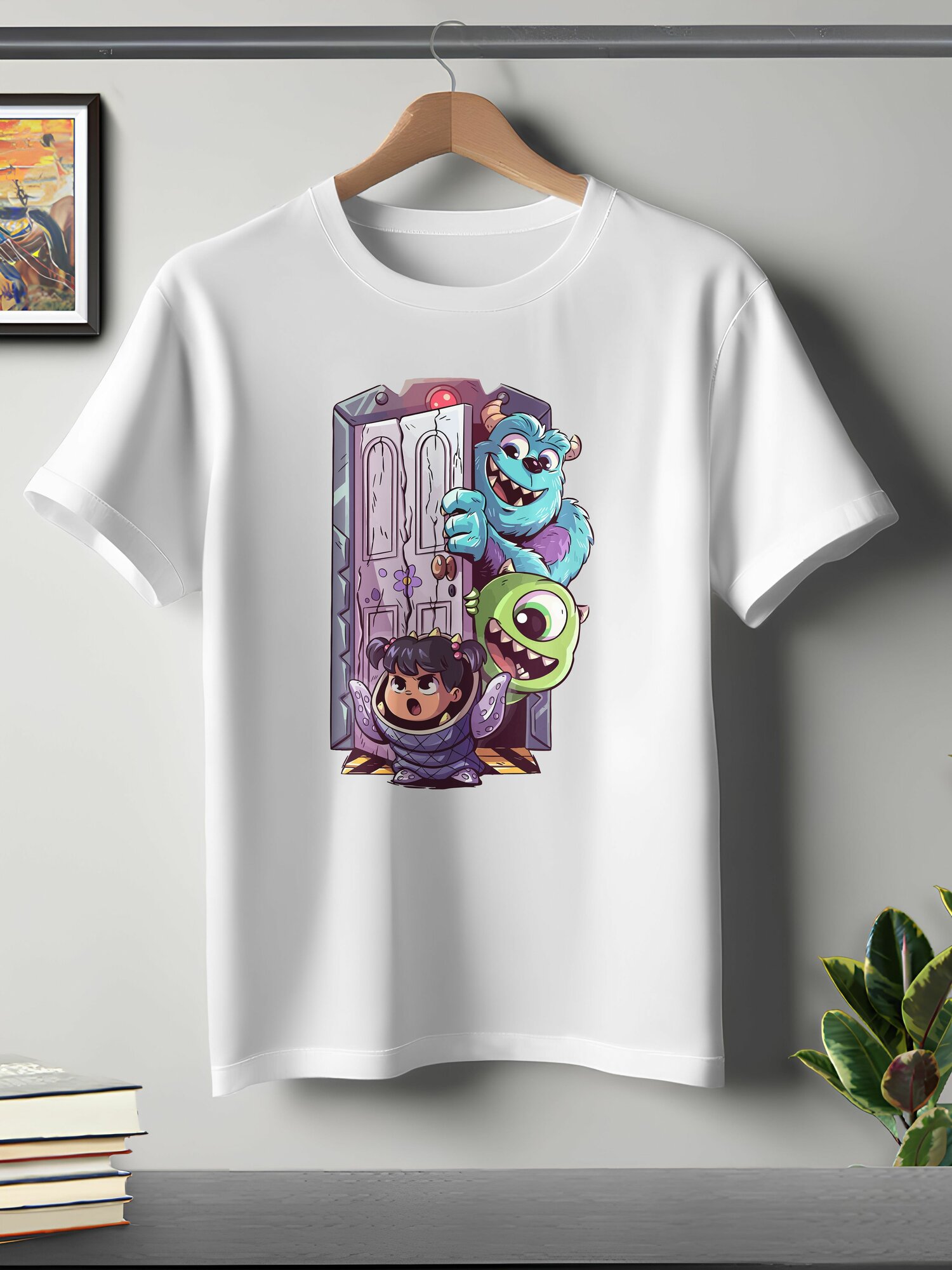 Футболка ONEQ унисекс 48-50 (L) размер с принтом Корпорация монстров, белая